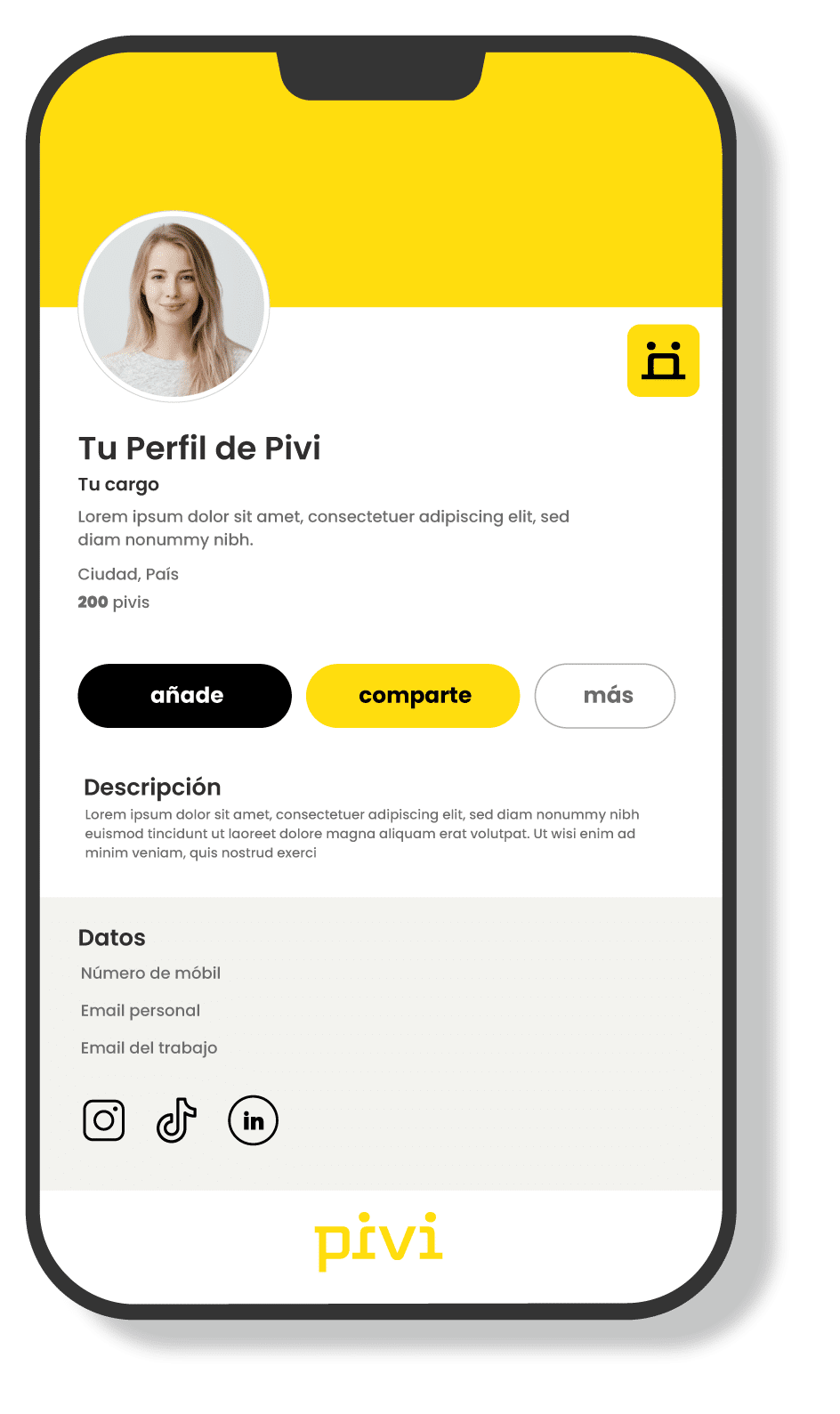 Pivi. Intercambia información de contacto con un swipe! - Tarjetas ...